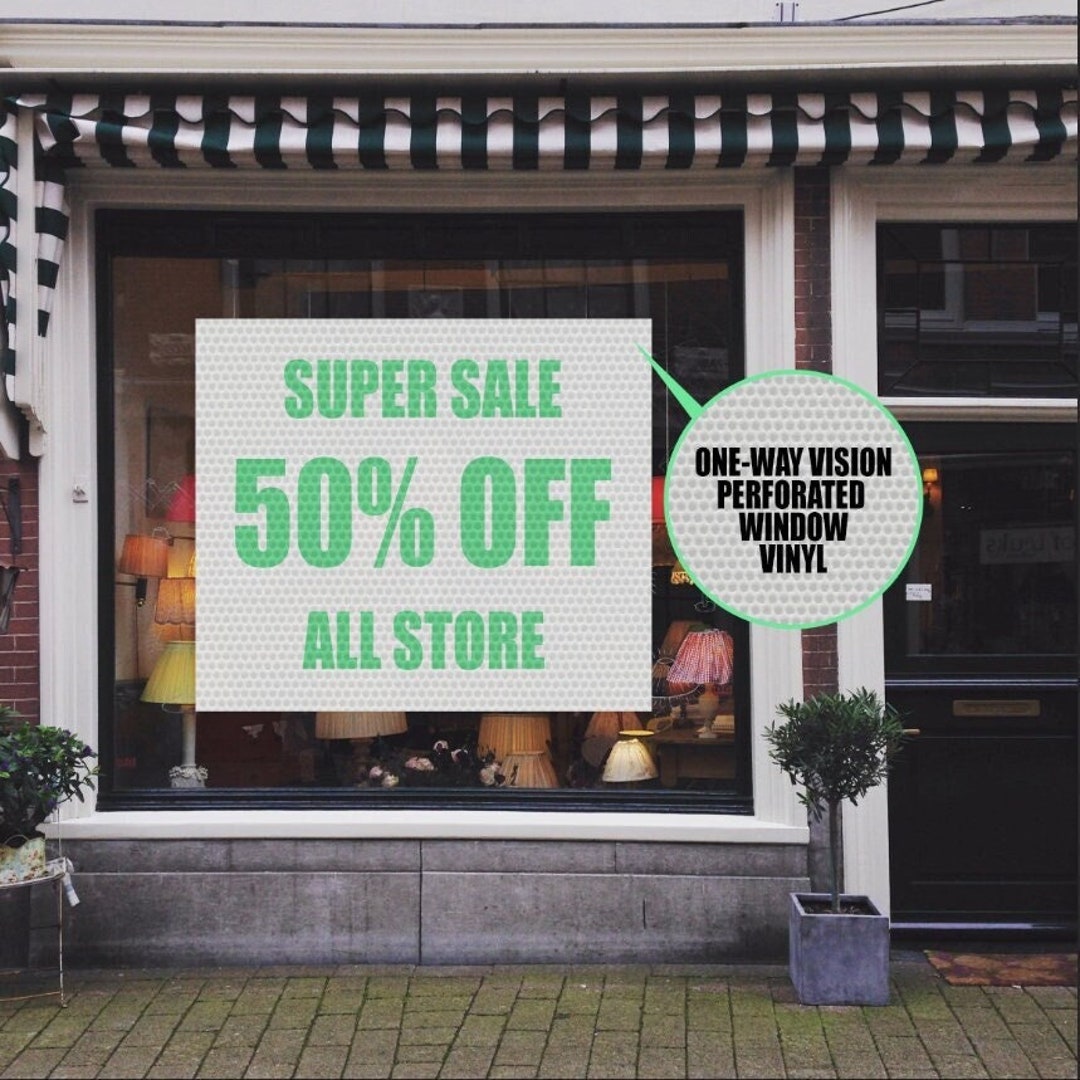 One Way Vision Perforated Vinyl, Window Privacy Film for Business ...