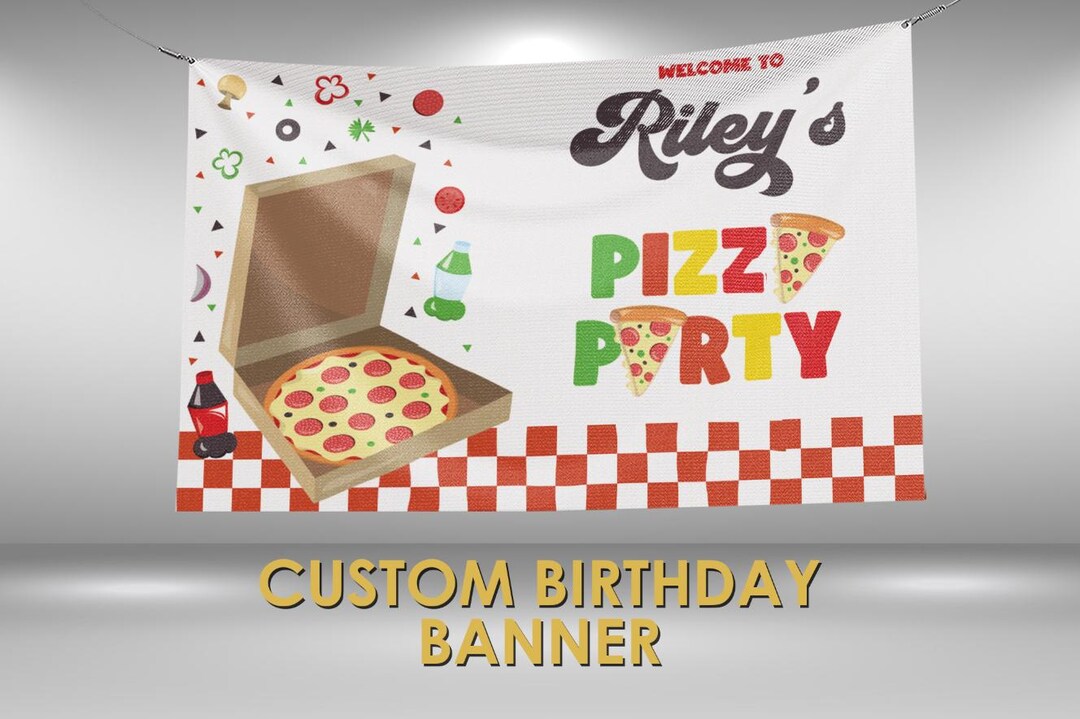 Pizza Party Birthday Banner, Pizza Party Sign Decorations, Pizza Decor ...