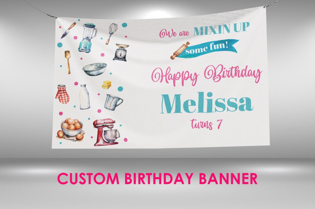 Baking Birthday Banner, Bakery Party Decorations Vinyl Banner, Baking ...