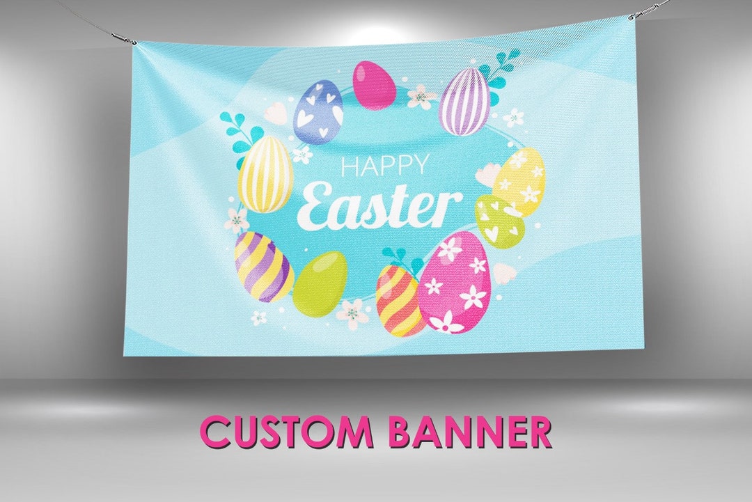 Happy Easter Banner, Easter Vinyl Banner Decor, Happy Easter Sign ...