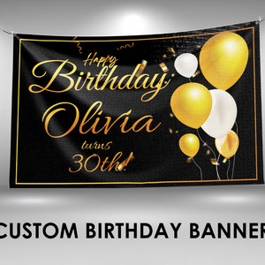 30th Birthday Banner, 30th Party Decor, Custom Vinyl Banner ...