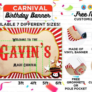 Magic Birthday Banner, Circus Carnival Party, Custom Vinyl Banner ...
