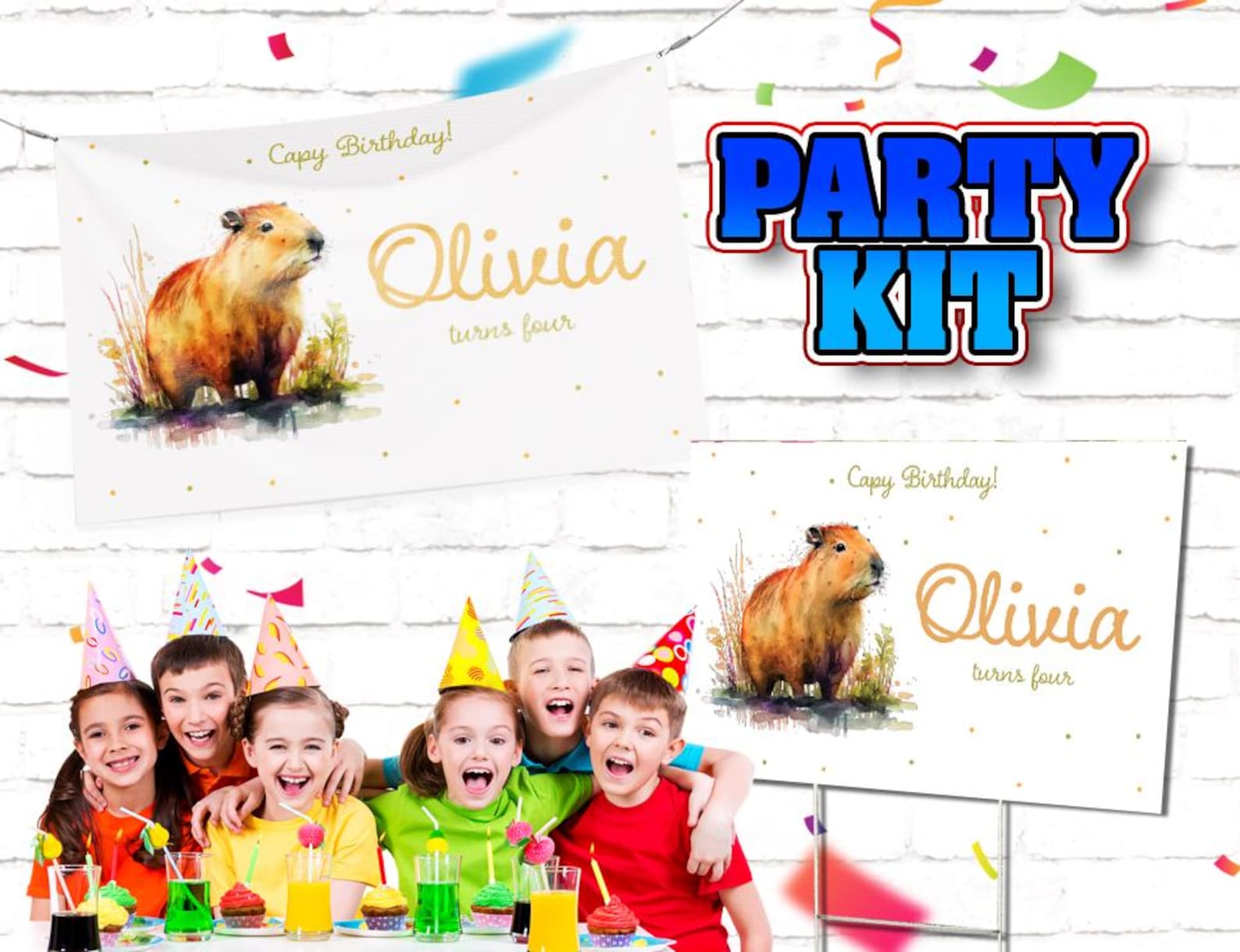 Capybara Birthday Banner, Capybara Party Custom Vinyl Banner, Capybara ...