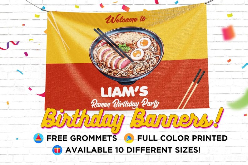 Ramen Birthday Banner, Ramen Party Decorations, Birthday Dinner Vinyl ...