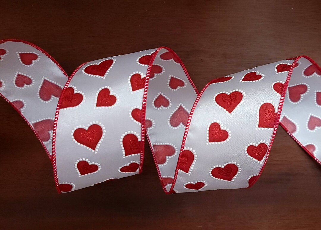2.5" Wired Valentine's Day Heart Ribbon for Bows, Wreaths, Garlands ...