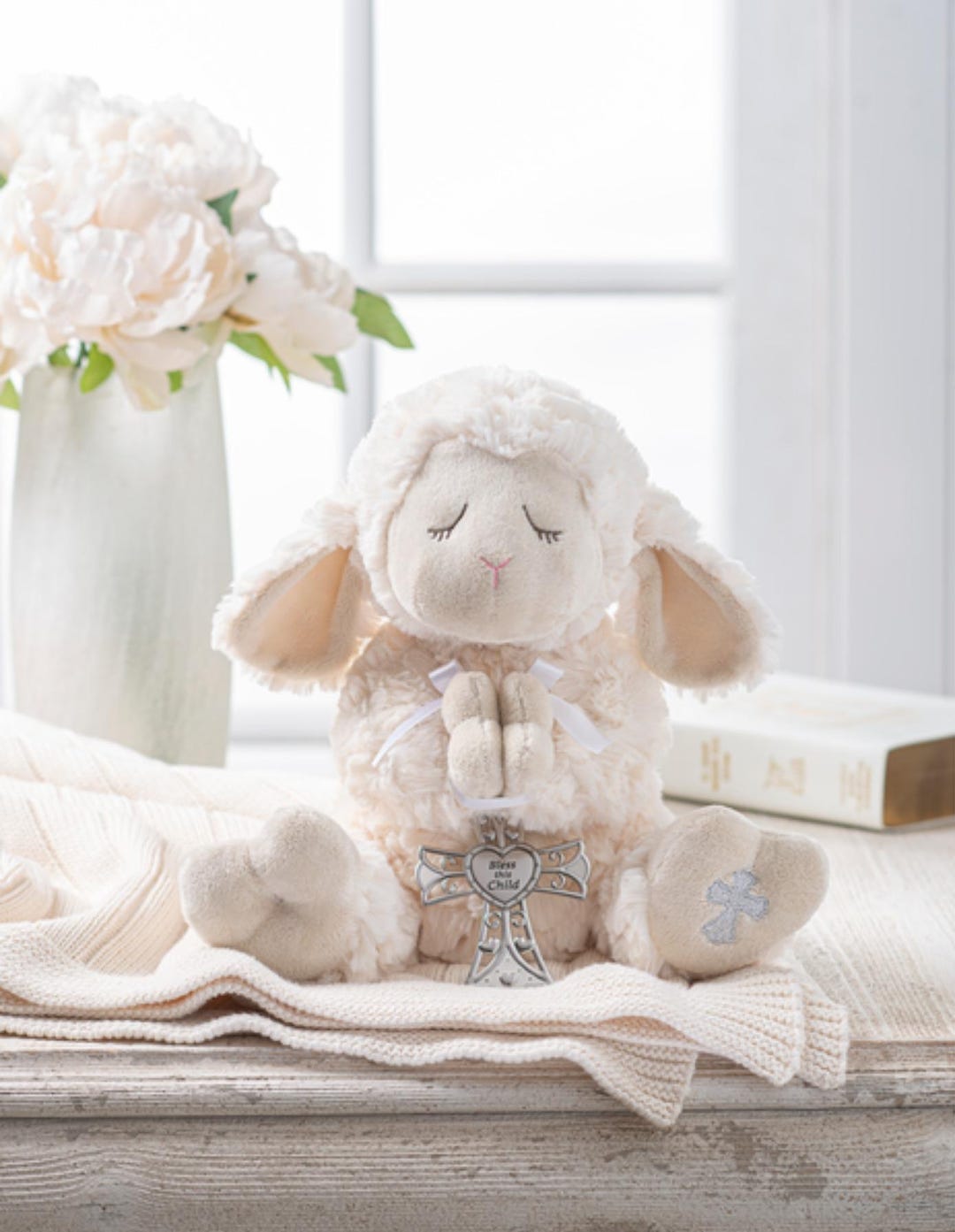 13" Plush Prayer Lamb With Cross - Great Gift for Christmas, Easter ...