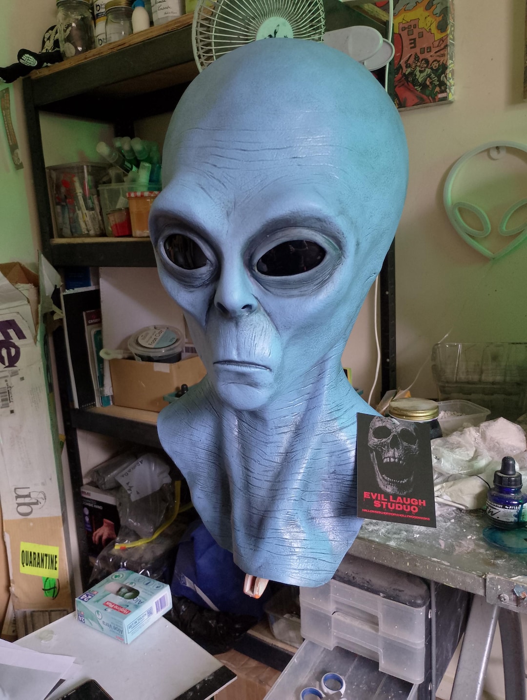 Alien Extraterrestrial Blue Latex Mask Halloween Cosplay Costume Prop ...