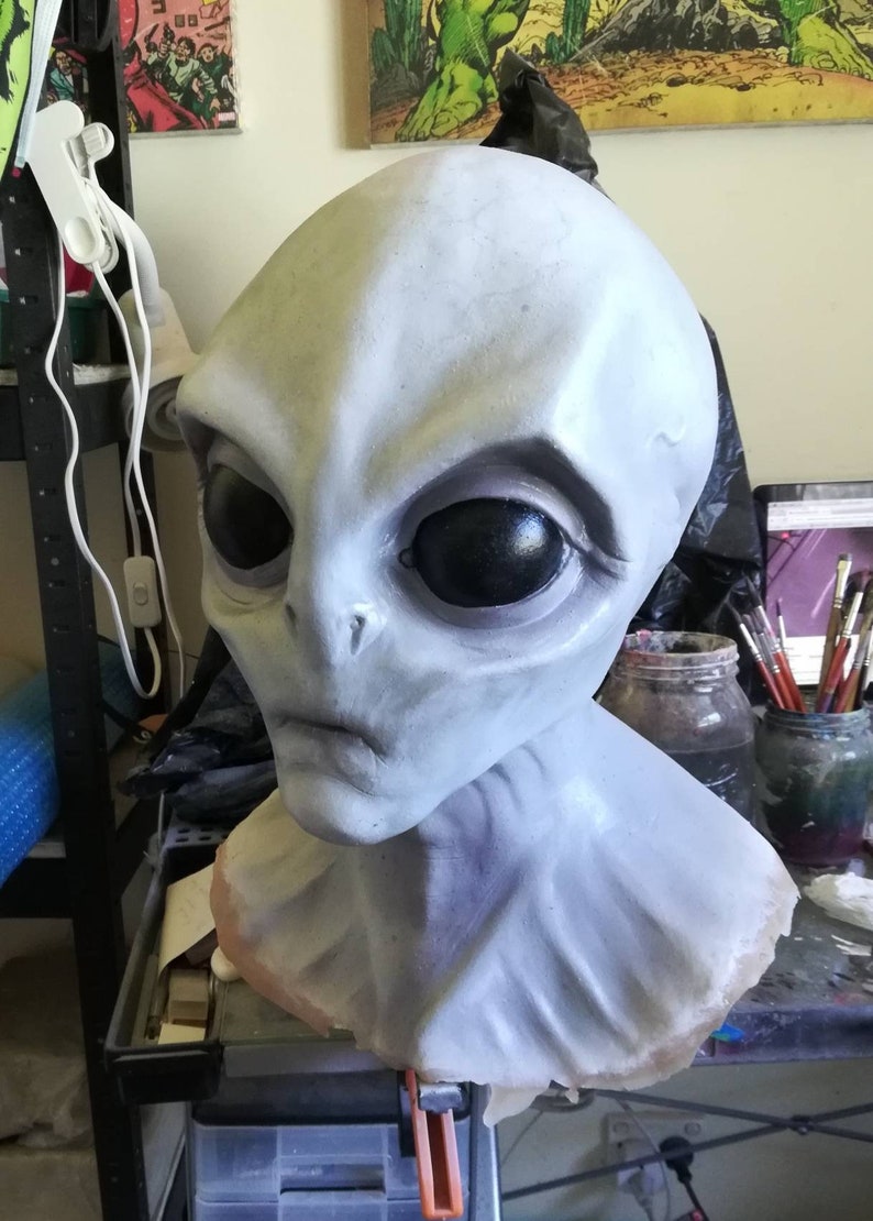Grey Alien Extraterrestrial Latex Mask Halloween Horror - Etsy