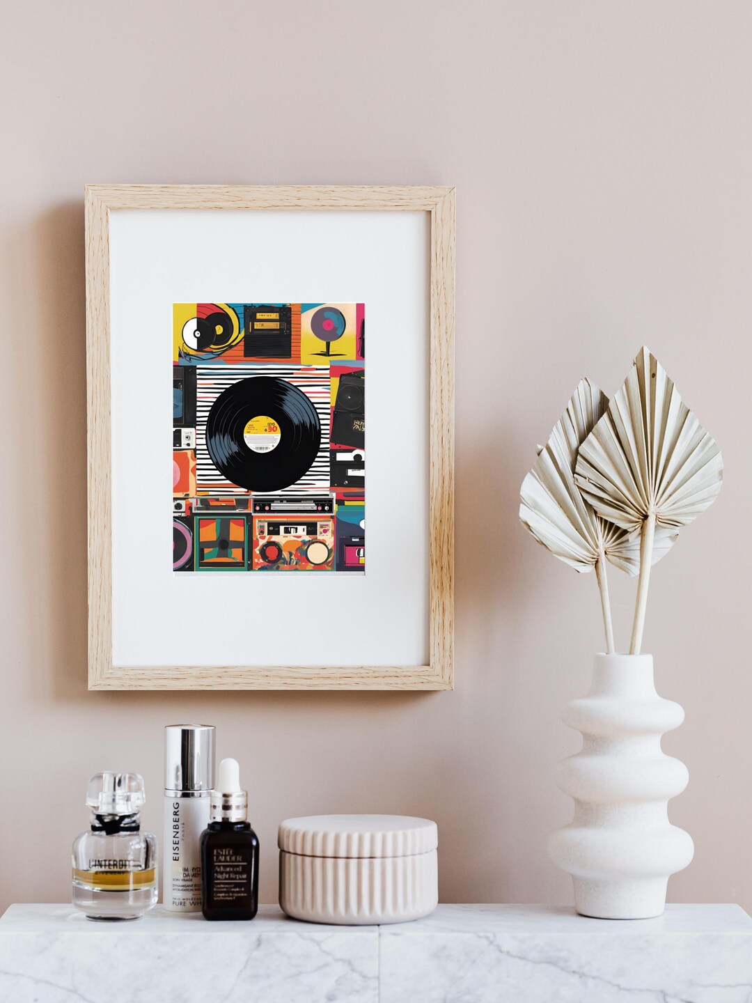 Retro Vinyl and Boombox Poster | 90s Music Digital Print | Vintage ...