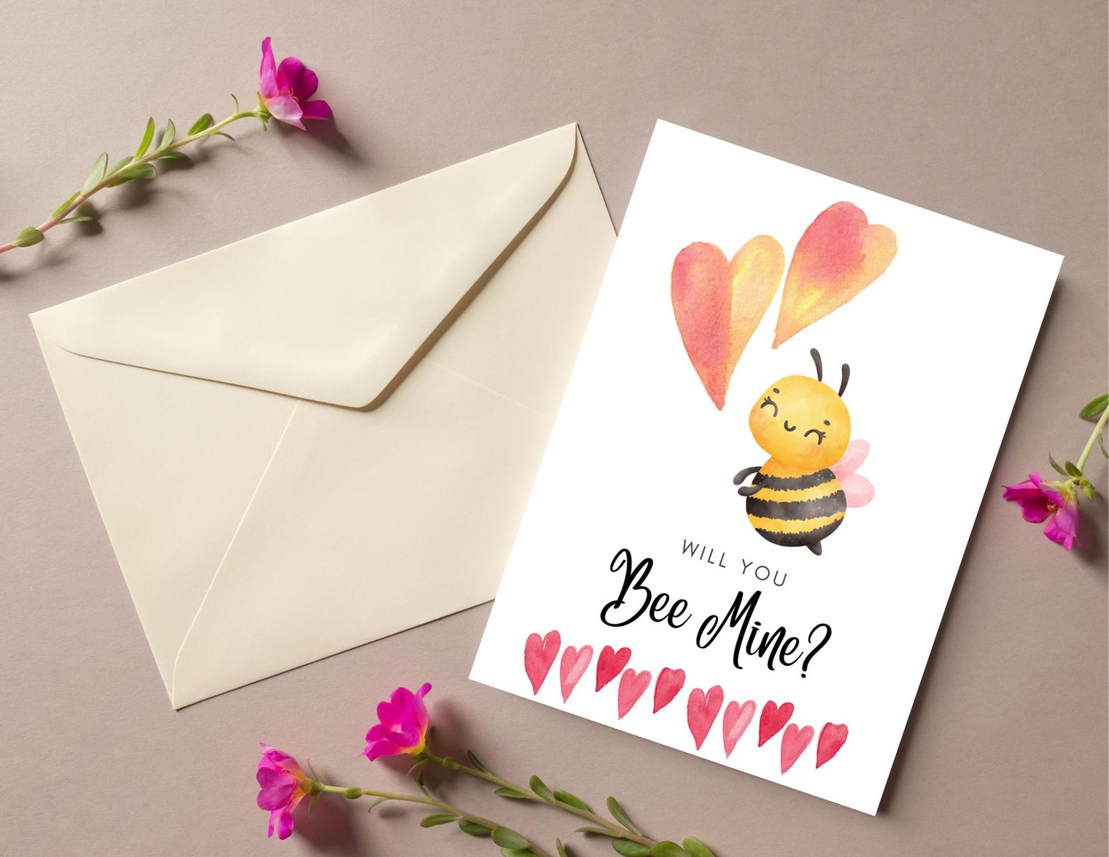 Will You Bee Minevalentine's Day Card Adorable Bee-themed Printable ...