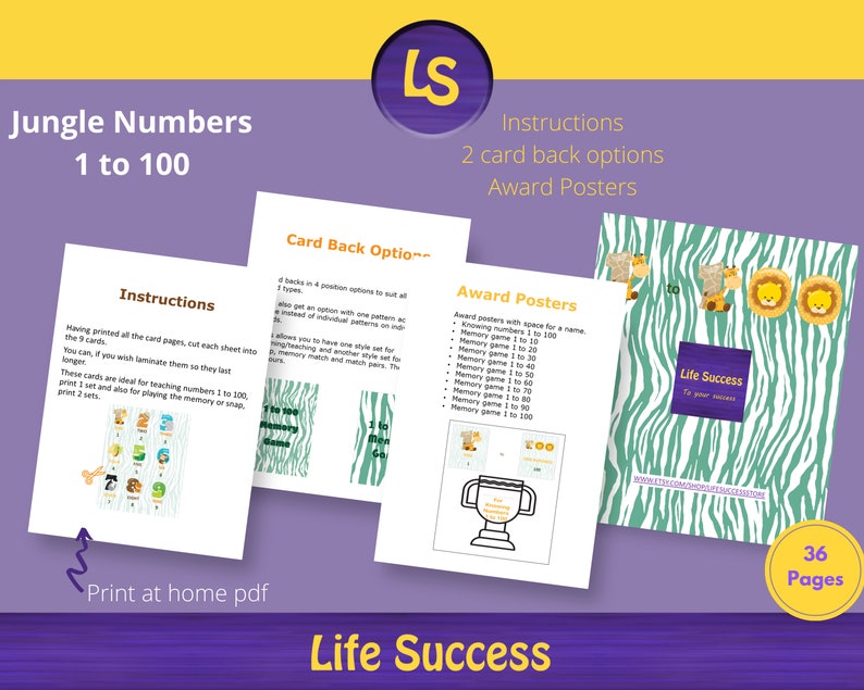 Jungle Numbers 1-100 Printable Kit, Safari Games (digital Download) - Etsy