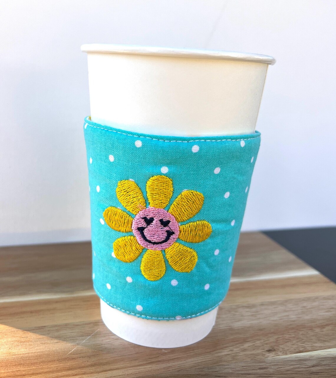 Eco-friendly Reversible Coffee Cozy Wrap - Flower Child - Etsy