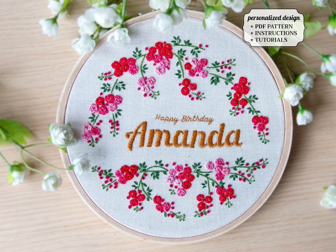 Personalized Name Sign Embroidery Pattern Customized Name and Occasion ...