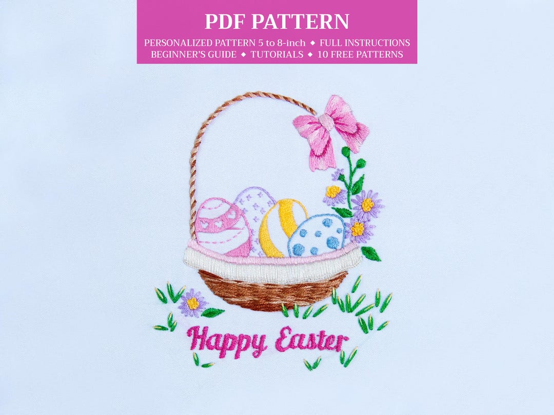 Hand Embroidery Easter Eggs in the Basket Pattern With an Embroidery Guide and Full Instructions ...