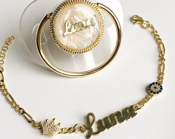 Gold Custom Pacifier With Personalized Baby's Name Gift - Etsy
