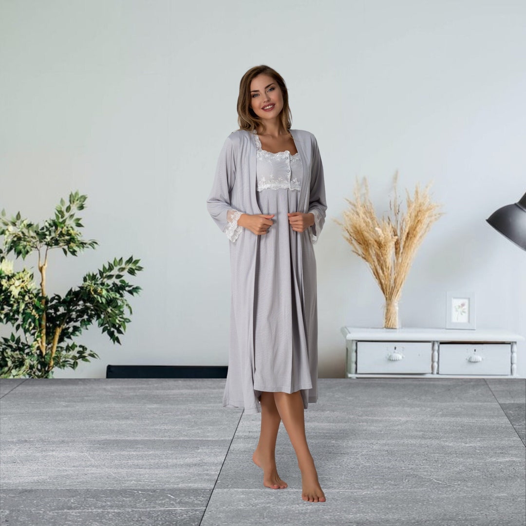 Elegant Labor and Delivery Gown and Robe, Maternity Hospital Gown ...