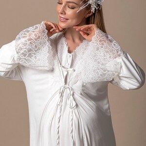 Elegant Labor and Delivery Gown Robe With Lace and Headband, Hospital ...