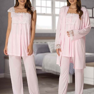 Maternity Nursing Set 3 Piece, Breastfeeding Pajama Set, Hospital Bag ...