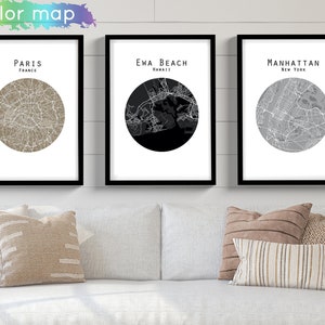 Custom Map, Minimalist Map Print, Personalized Map Print, Set of 3 Wall ...