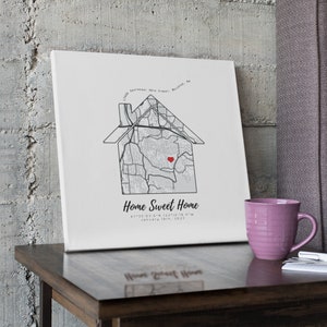 New Home Gift for Couples, Personalized Gift for New Homeowner, Map ...