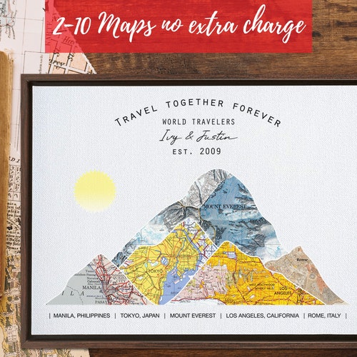 Custom Mountains Map Art Personalized Anniversary Print - Etsy