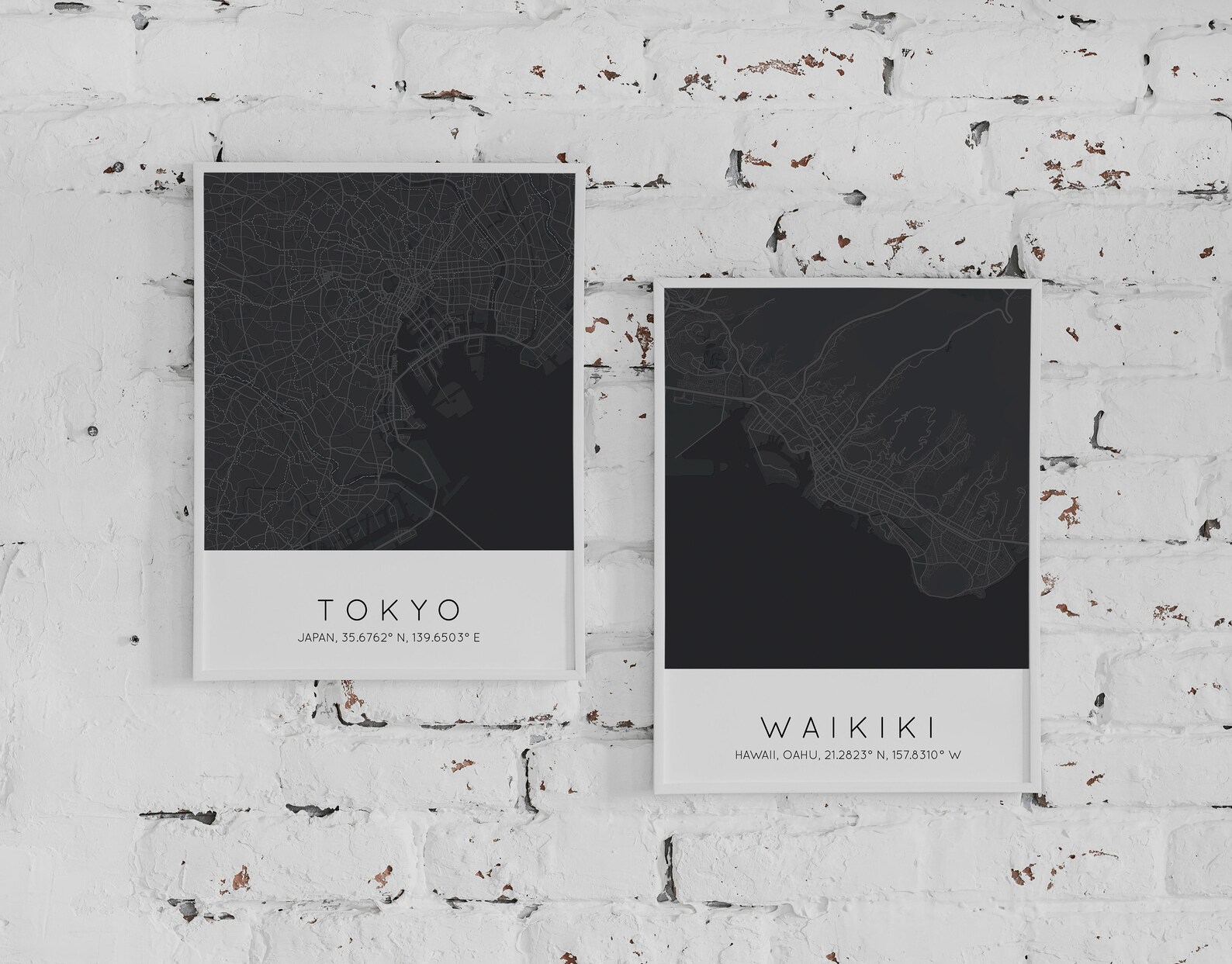 Custom Map Gift Modern Style Nameless Maps 3 Piece Wall Art | Etsy