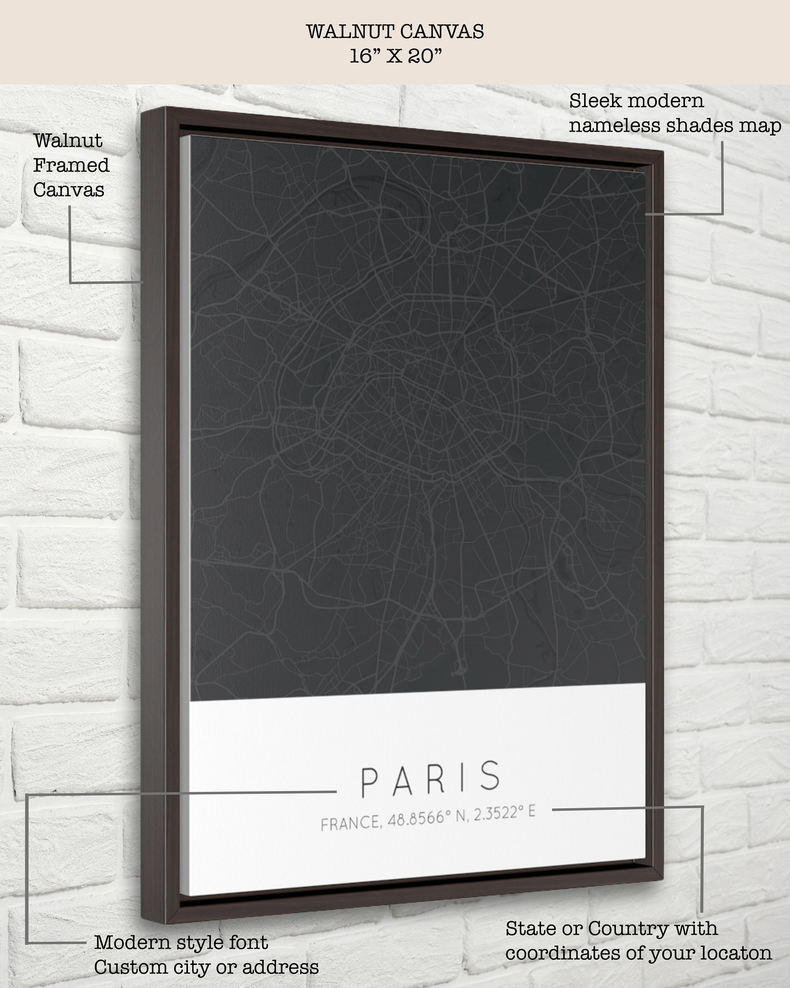 Custom Map Gift Modern Style Nameless Maps 3 Piece Wall Art - Etsy