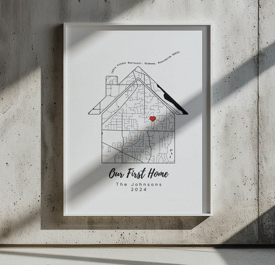 New Home Gift for Couples, Personalized Gift for New Homeowner, Map ...