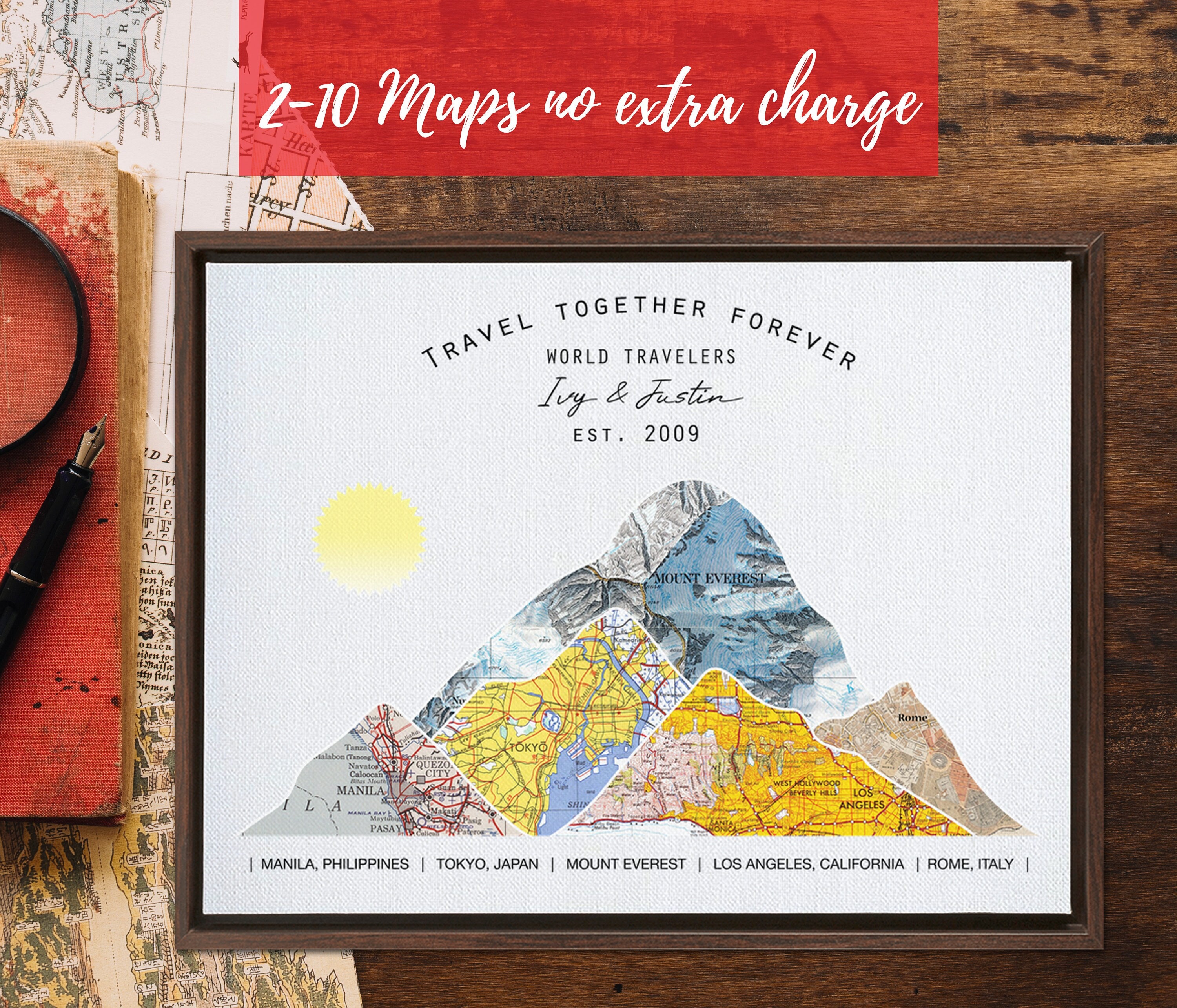 Adventure Map Print Map Portrait Personalized Anniversary - Etsy