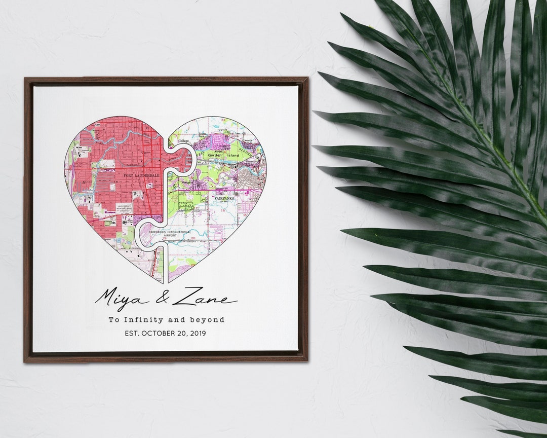 Personalized Heart Map Digital File, Heart Puzzle, Long Distance ...