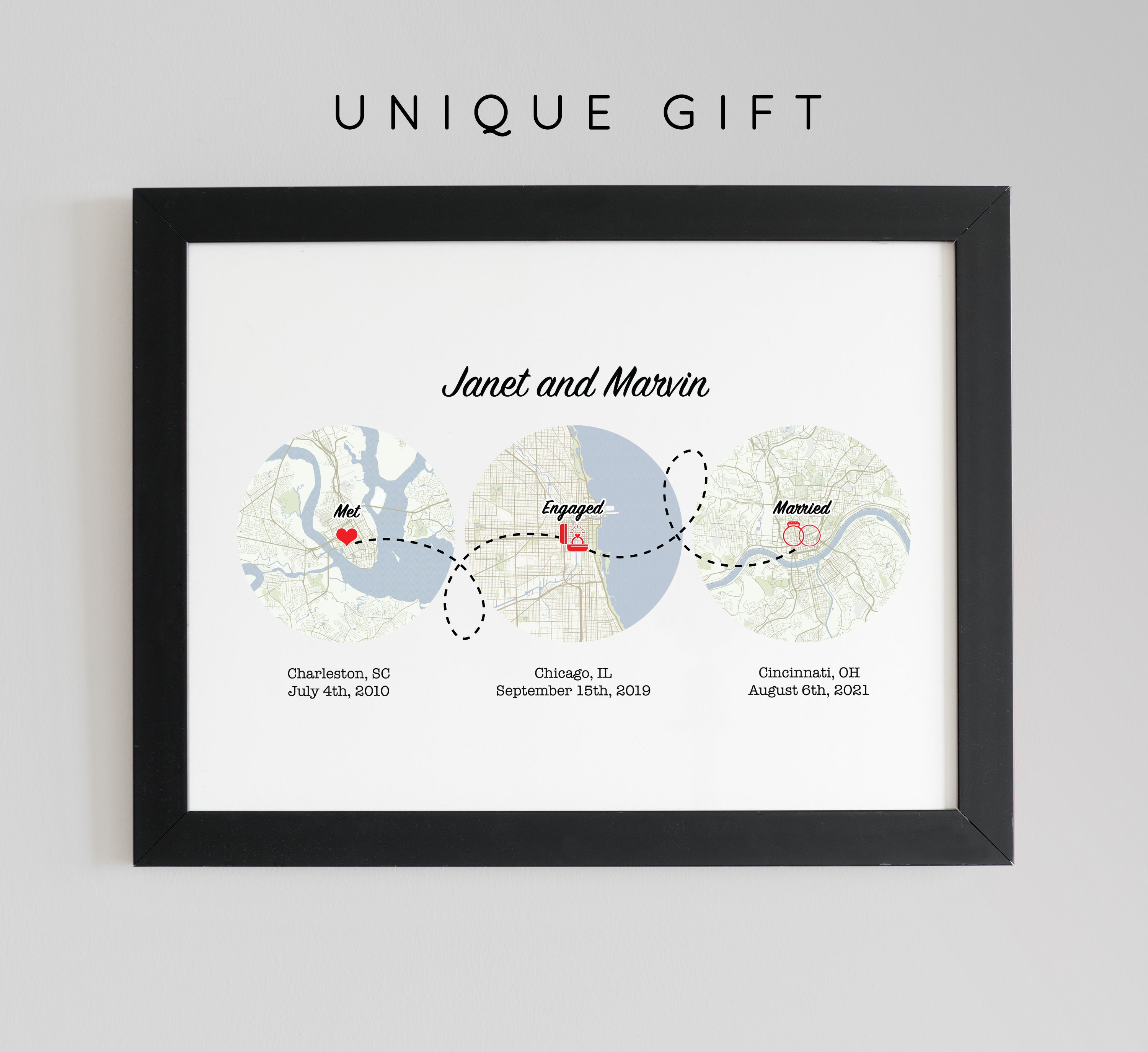 Met Engaged Married Map Sign Gift Where It All Began Hello - Etsy