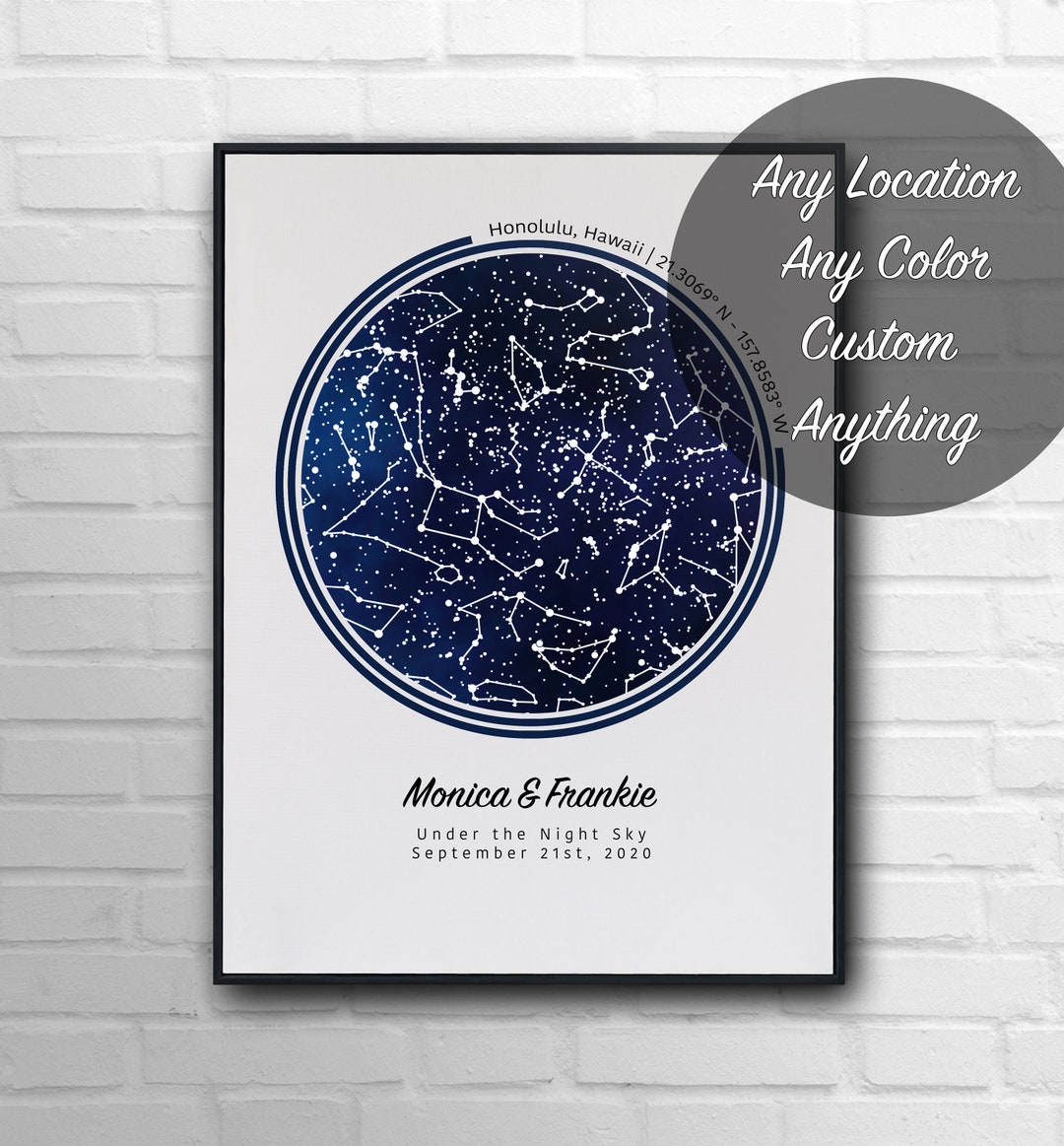 Custom Star Map, Anniversary Gift, Star Map Print, Star Map Gift, Night ...
