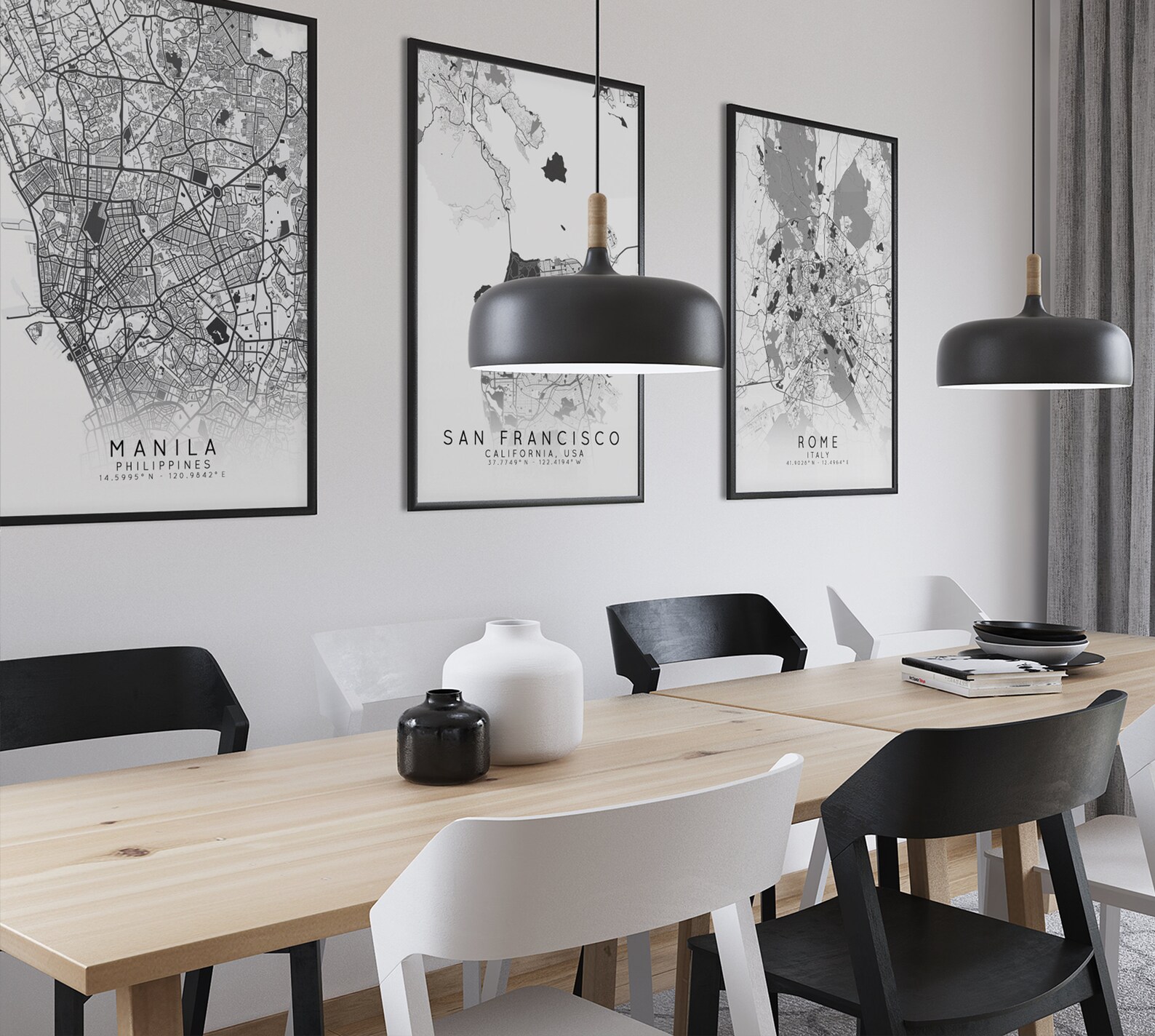 Custom Map Minimalist Map Print Personalized Map Print Set | Etsy