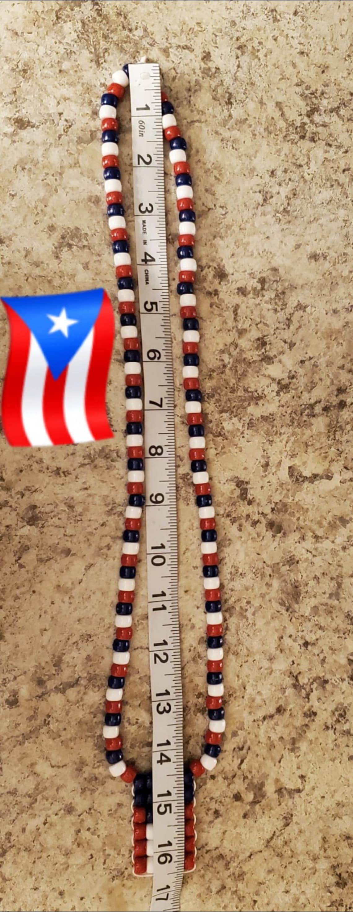 Puerto Rican Flag Beaded Necklace Handmade Boricua Puerto Rico - Etsy