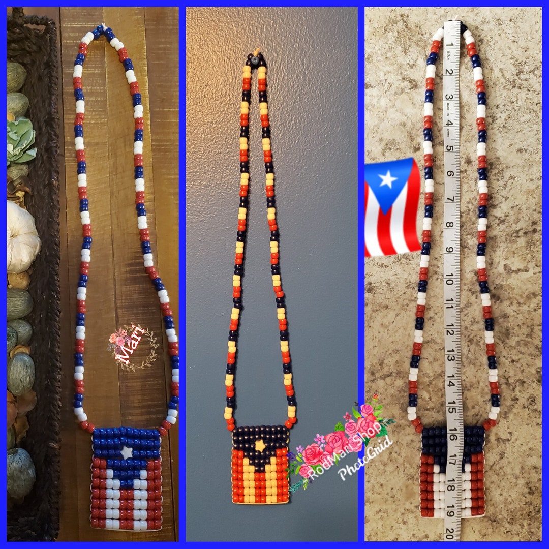 Puerto Rican Flag - Beaded Necklace Handmade Puerto Rico - Etsy