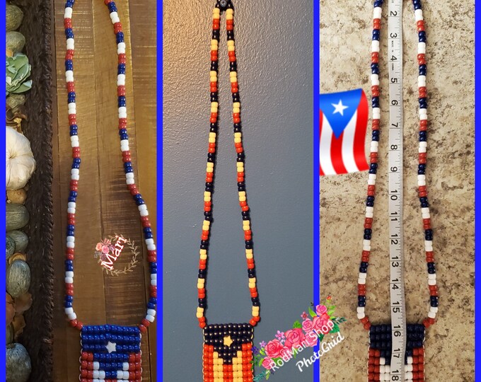 Puerto Rican Flag - Beaded Necklace Handmade Puerto Rico - Etsy