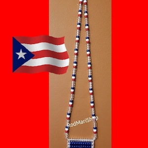Puerto Rican Flag - Beaded Necklace Handmade Puerto Rico- Special ...