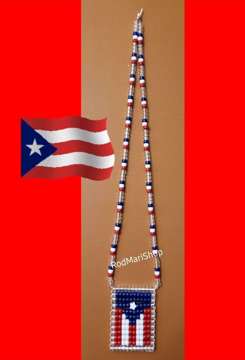 Puerto Rican Flag - Beaded Necklace Handmade Puerto Rico- Special ...