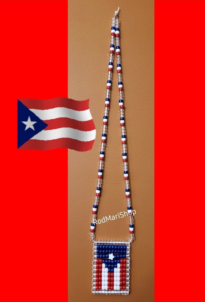 Puerto Rican Flag - Beaded Necklace Handmade Puerto Rico- Special ...