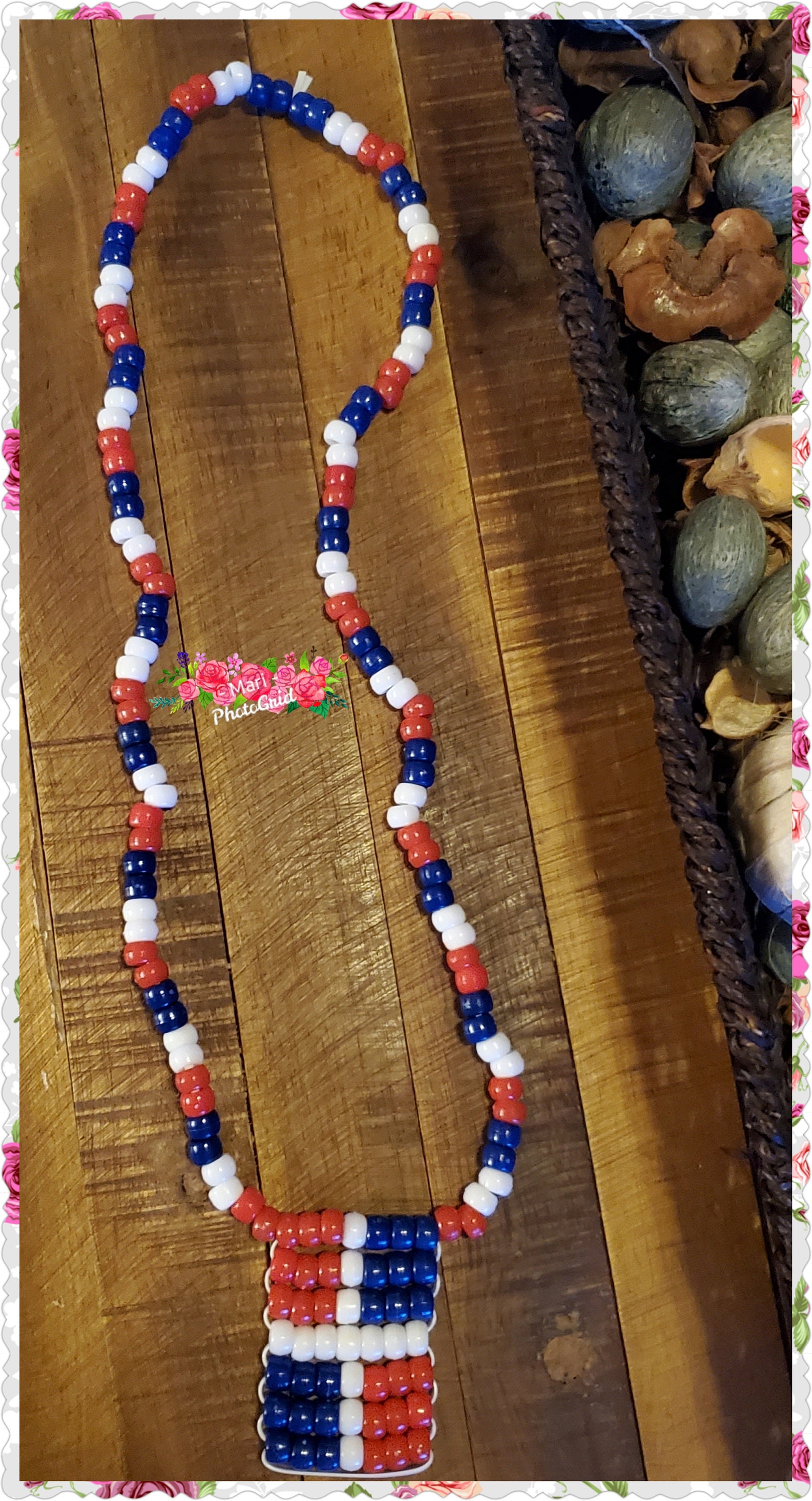 Dominican Republic Flag Beaded Necklace Handmade Republica Dominicana ...