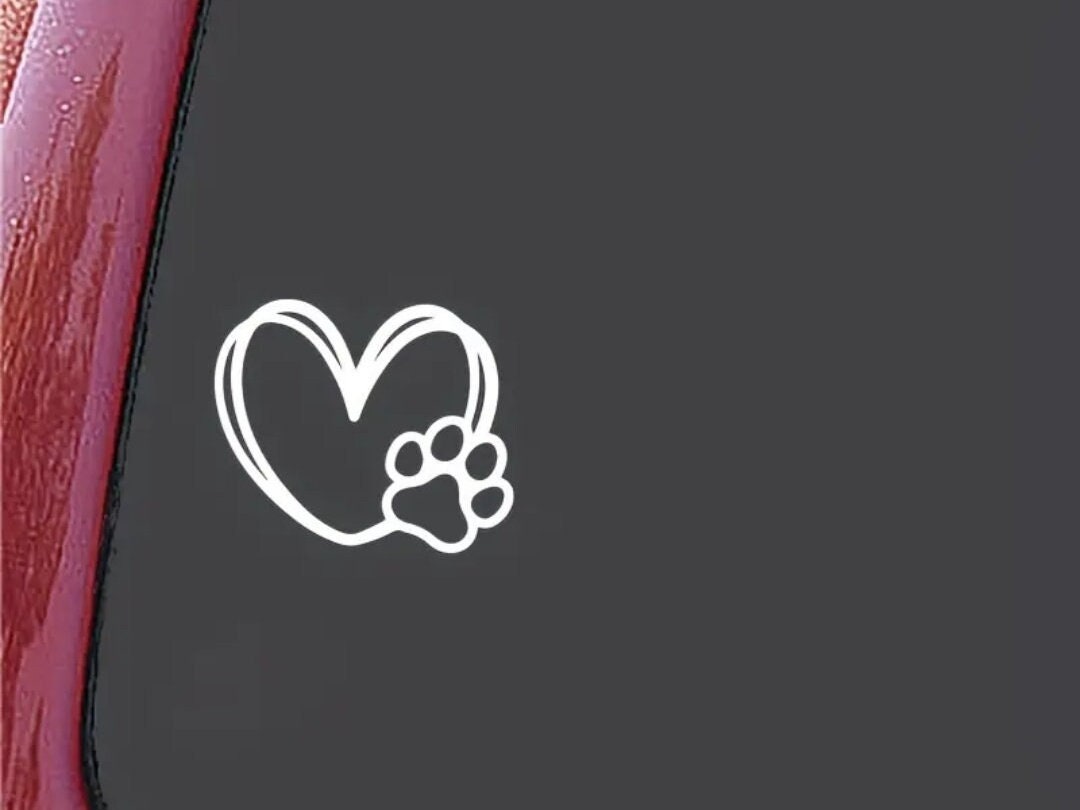 Paw Print Heart Decal | Heart Decal - Etsy