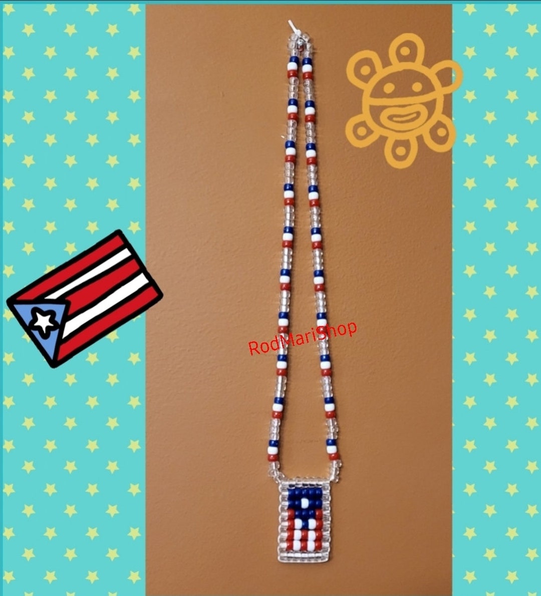 Puerto Rican Flag Beaded Necklace Handmade Boricua Puerto Rico- Special ...
