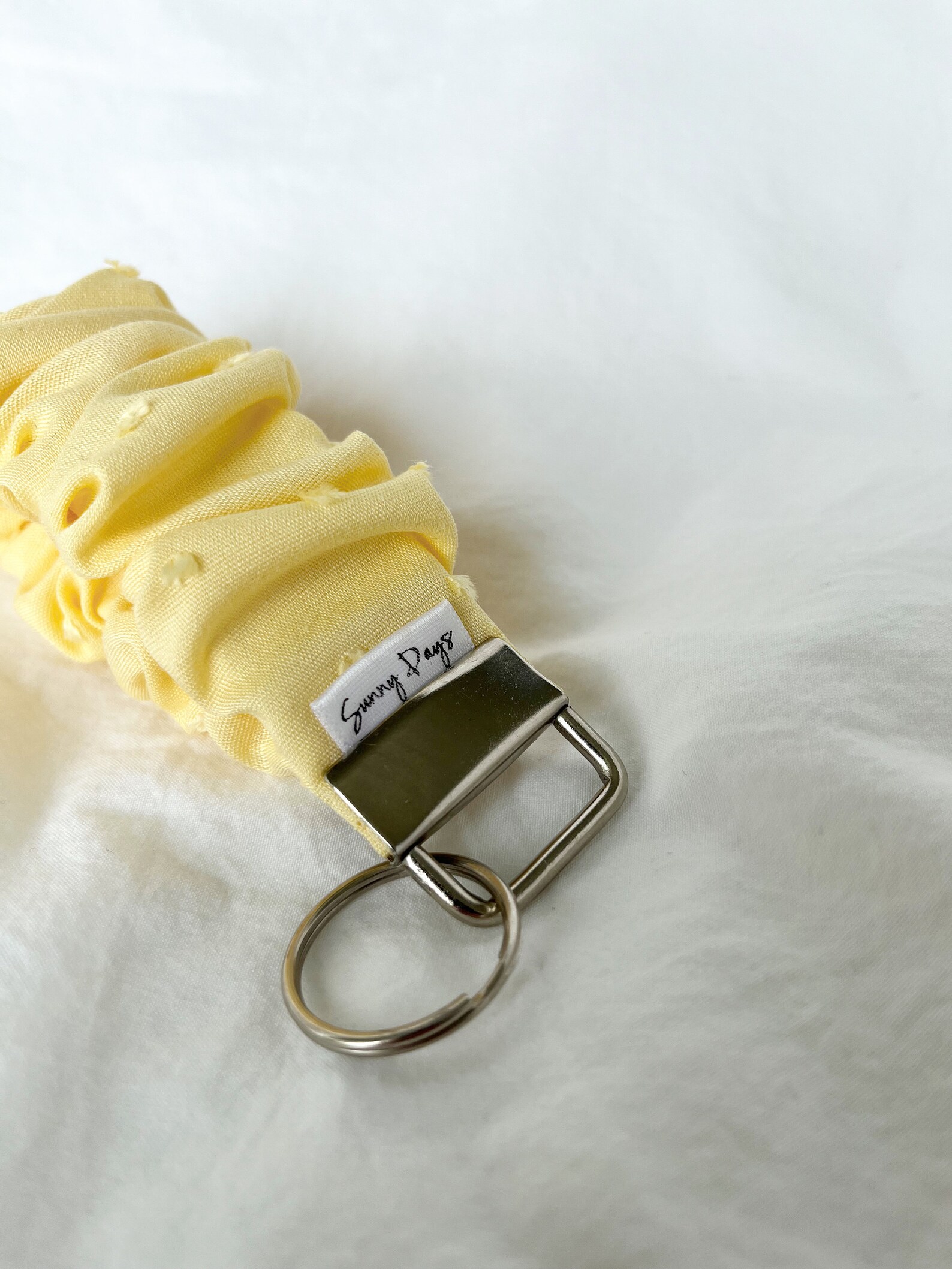 Pastel Yellow Scrunchie Keychain Scrunchie Key Fob Ring Scrunchie ...
