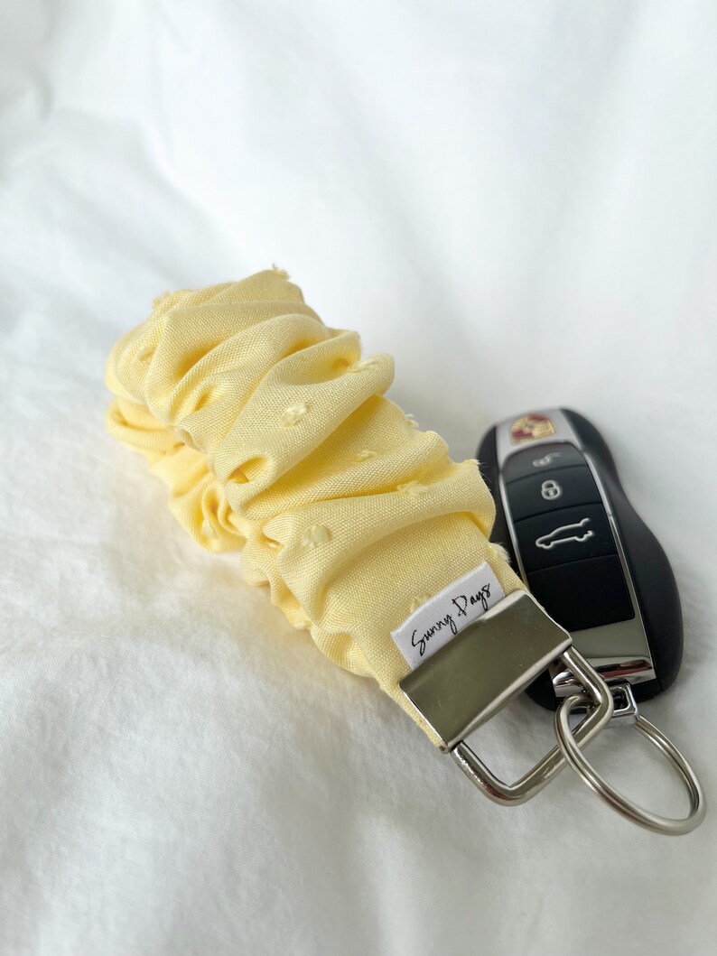 Pastel Yellow Scrunchie Keychain Scrunchie Key Fob Ring Scrunchie ...