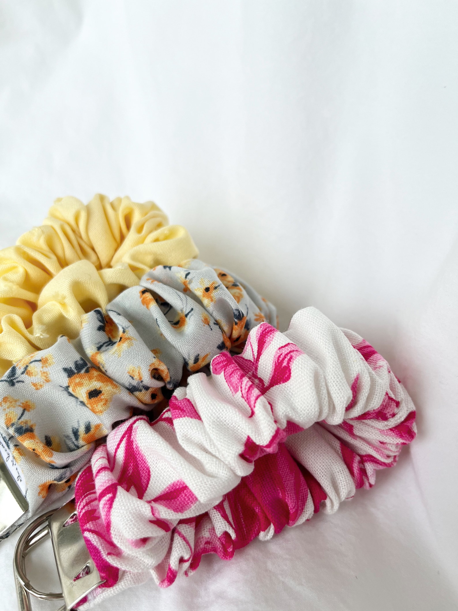 Pastel Yellow Scrunchie Keychain Scrunchie Key Fob Ring Scrunchie ...