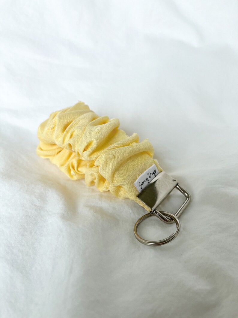 Pastel Yellow Scrunchie Keychain Scrunchie Key Fob Ring Scrunchie ...