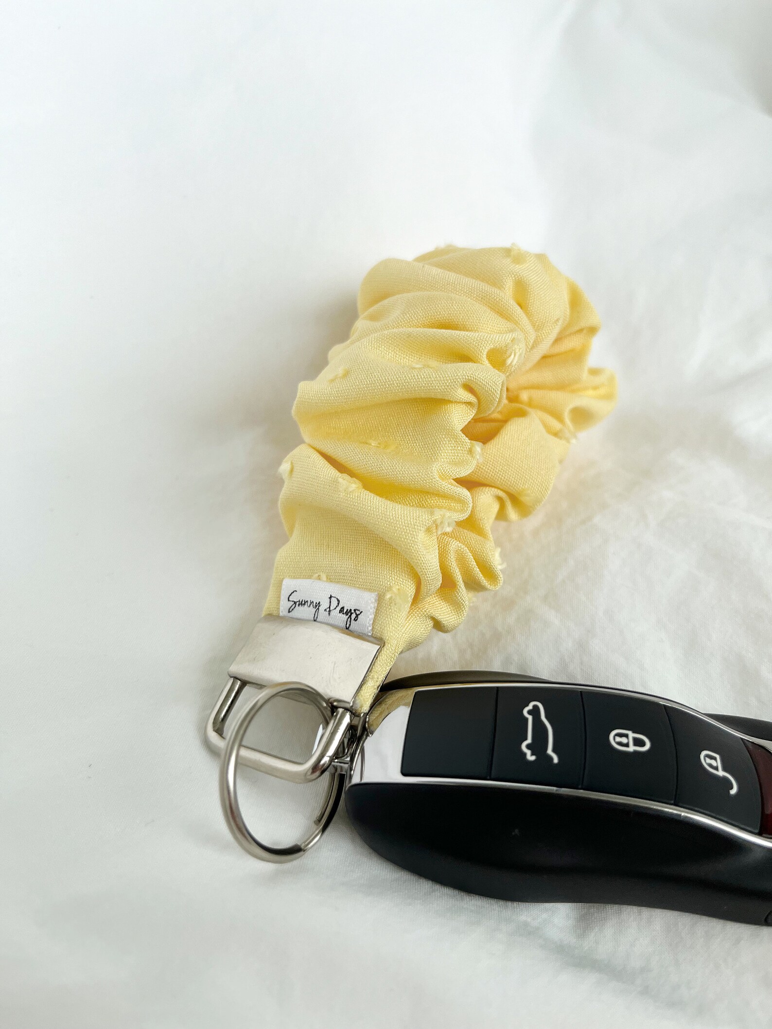 Pastel Yellow Scrunchie Keychain Scrunchie Key Fob Ring Scrunchie ...