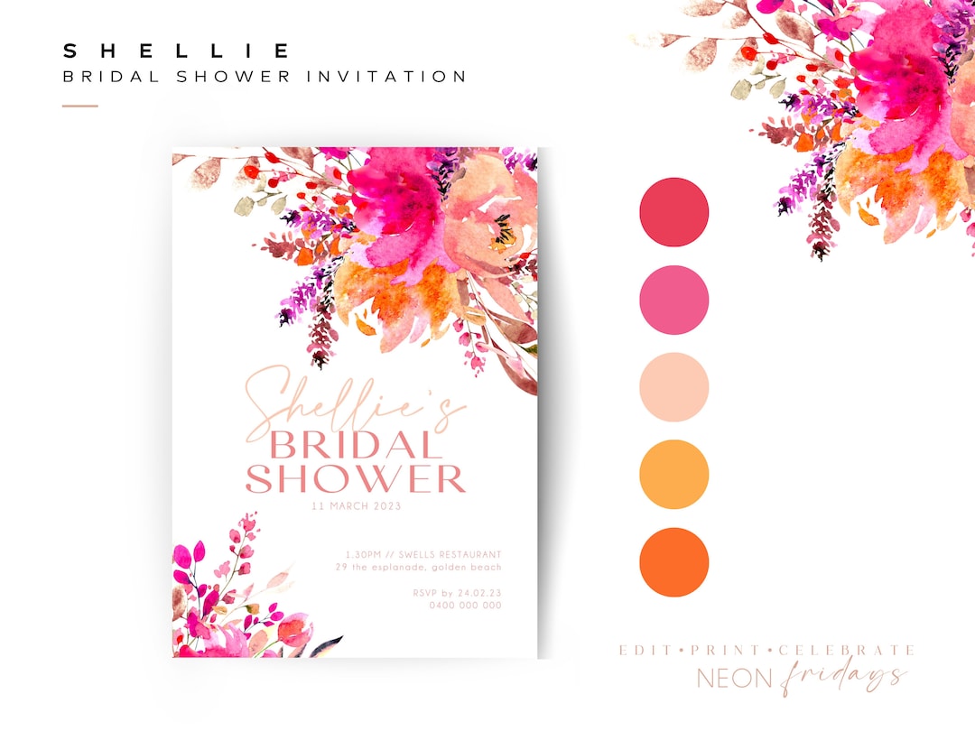 Floral Bridal Shower Invitation: Bright Garden Party (editable Canva ...