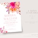 Wedding Invitation, Party Invitation, Bright Floral Invitation, Pink ...
