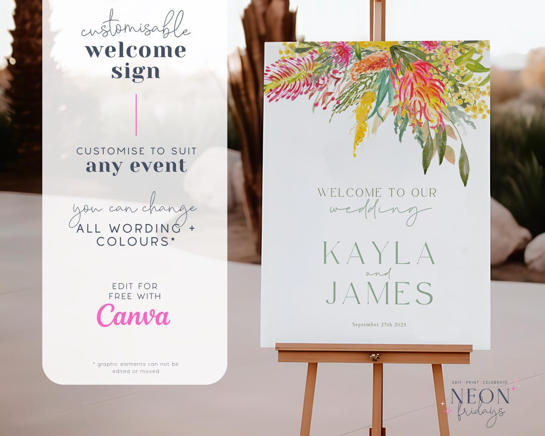 Australia Native Flower Wedding, Native Flowers, Welcome Sign, Wedding ...